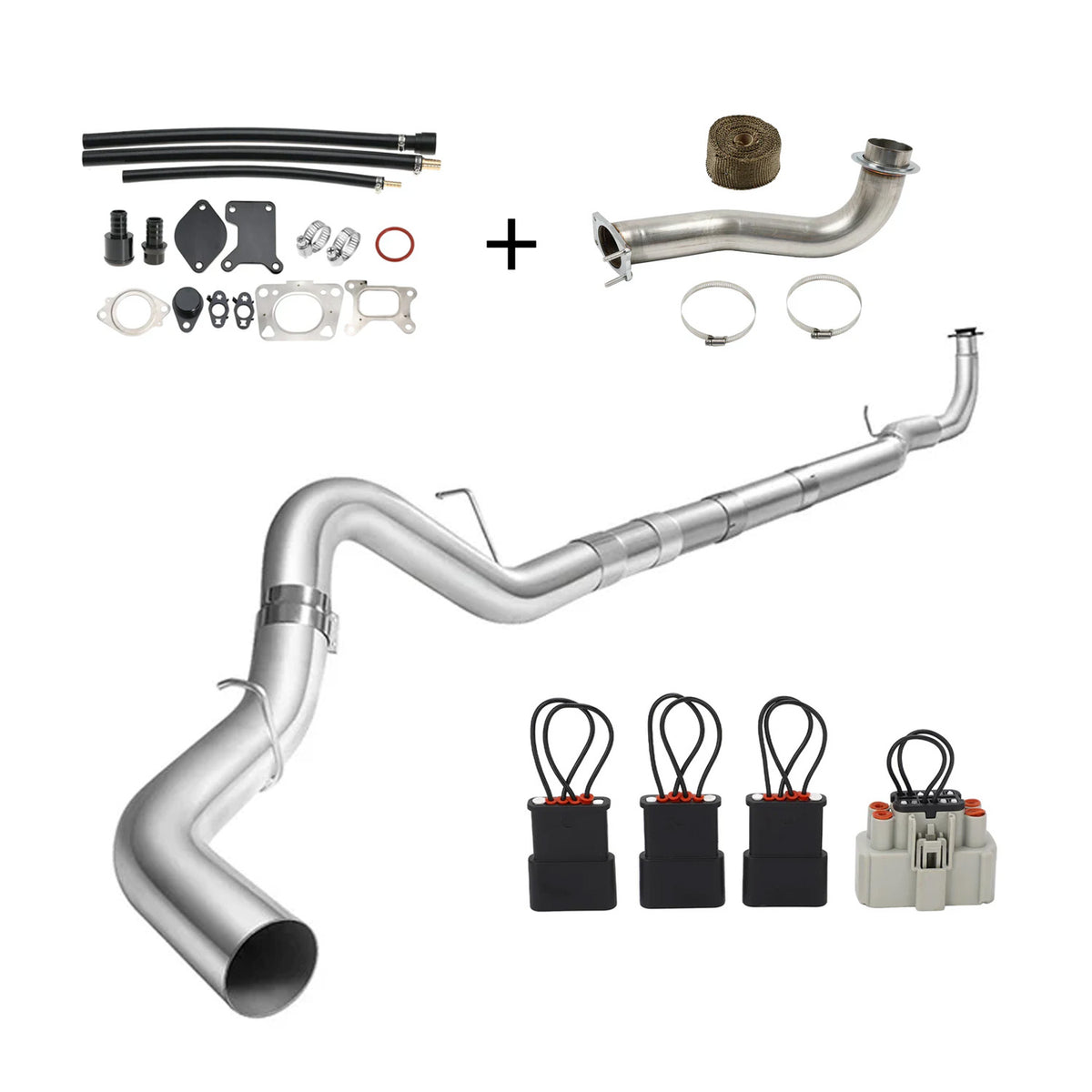 5" DPF Delete pipe & 3.5" Downpipe w/EGR Delete kit for 2017-2019 6.6L ...