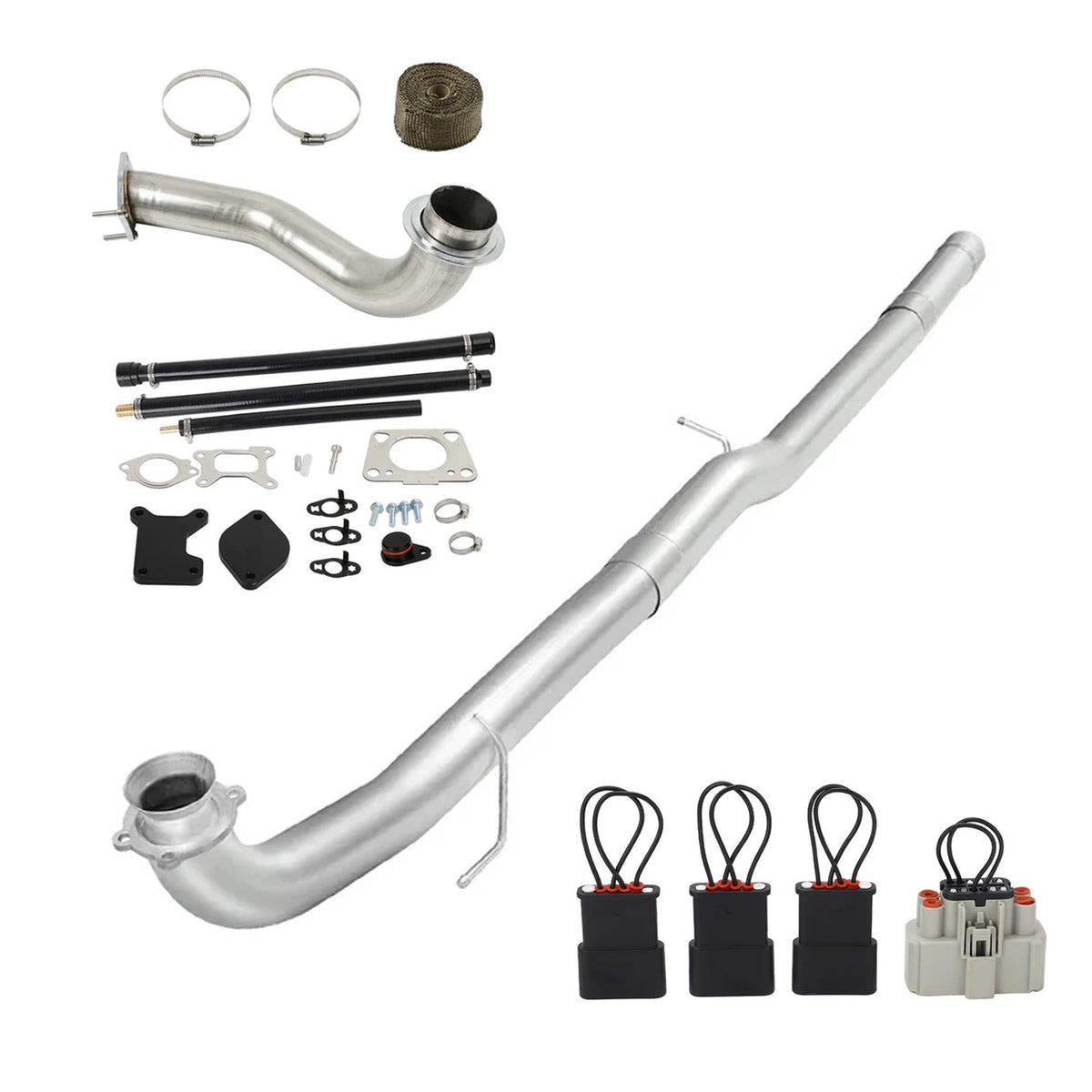 2017-2019 6.6L Duramax L5P 4" DPF Delete pipe & 3.5" Downpipe w/EGR De ...
