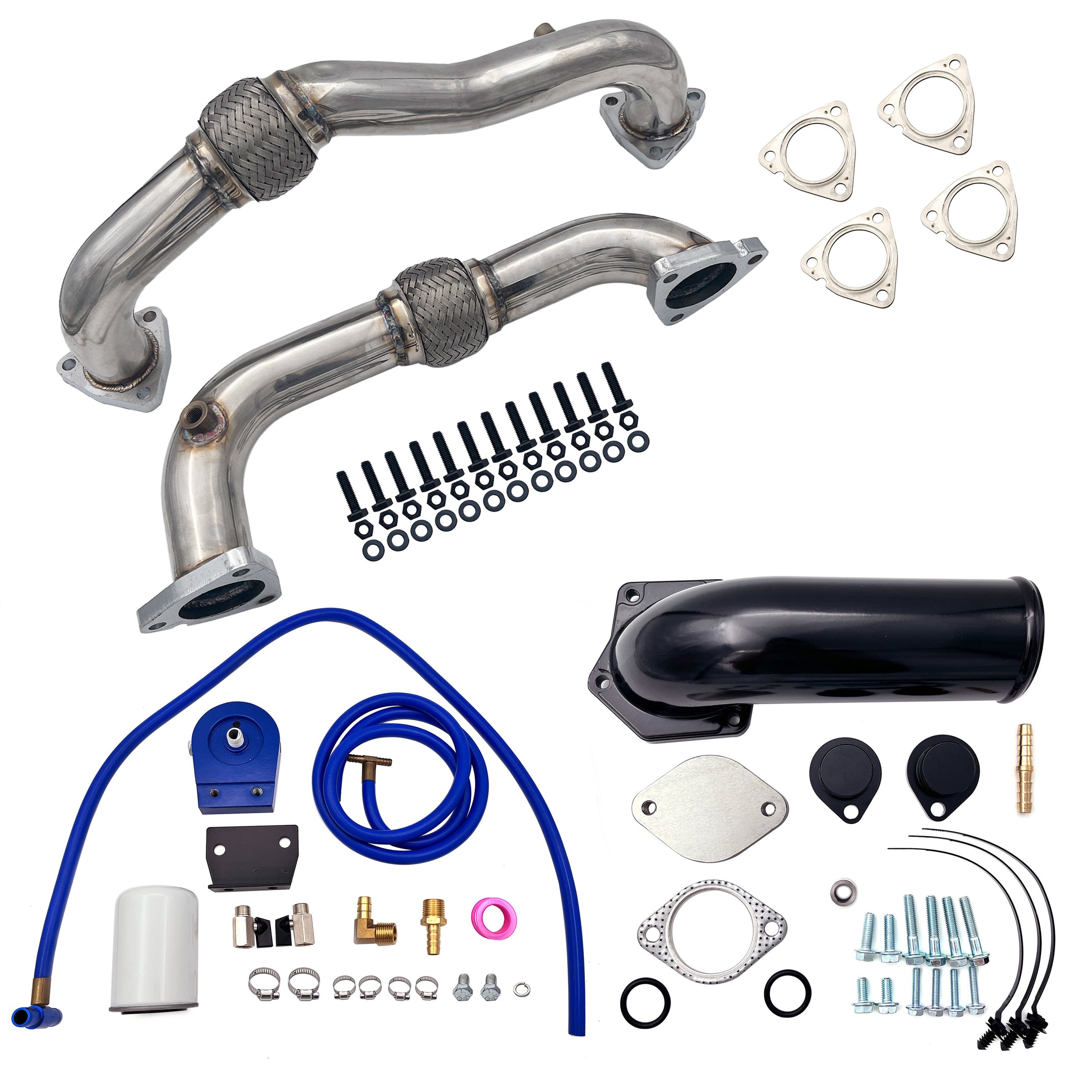 2008-2010 6.4L Ford Powerstork Up Pipes & EGR Coolant Filter delete kit ...