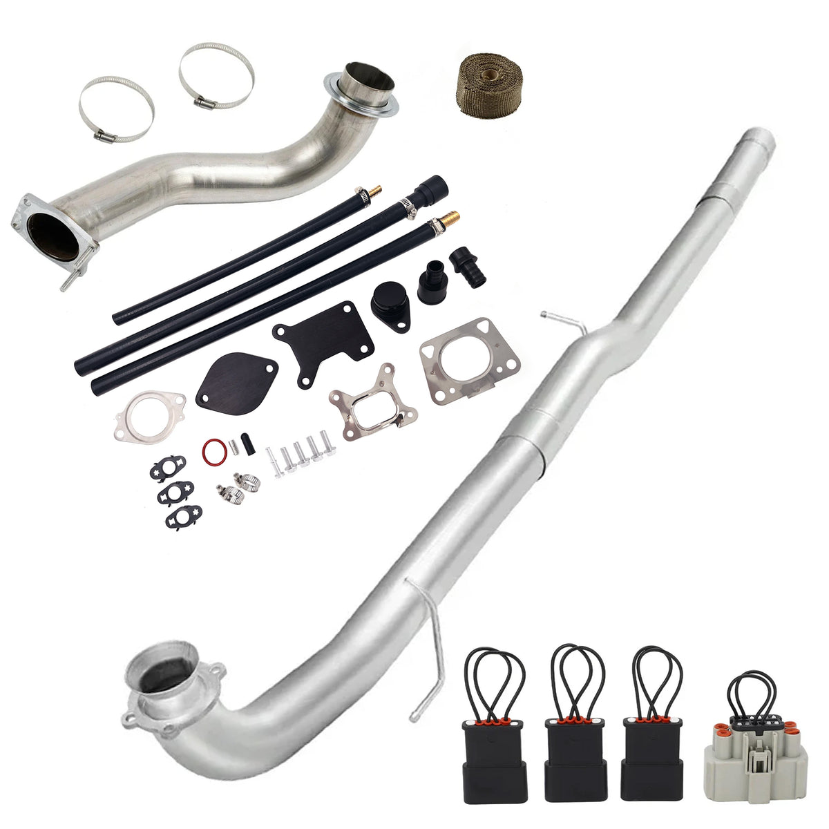 2017-2019 6.6L Duramax L5P 4" DPF Delete pipe & 3.5" Downpipe w/EGR De ...