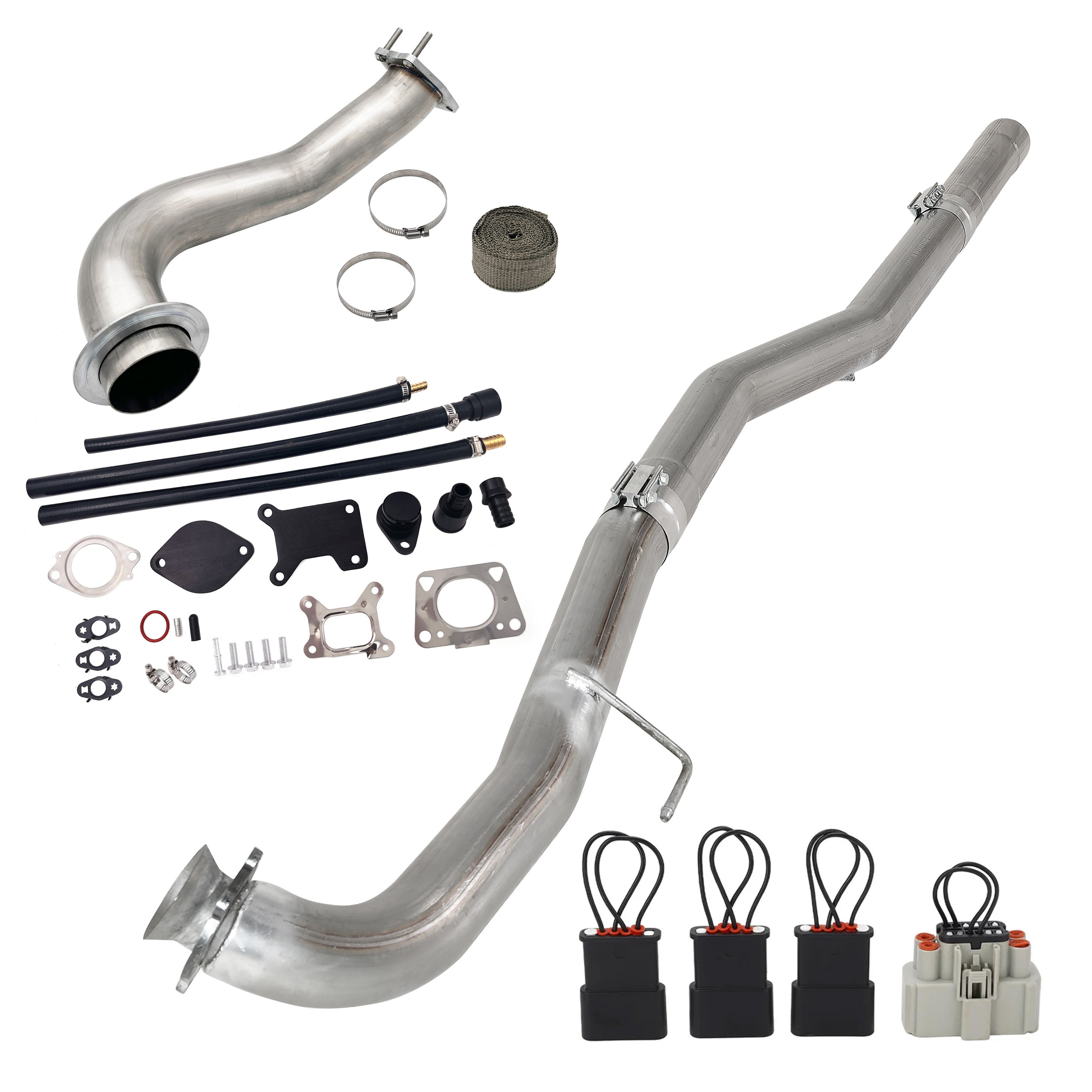 2017-2019 6.6L Duramax L5P 4" DPF Delete pipe & 3.5" Downpipe w/EGR De ...