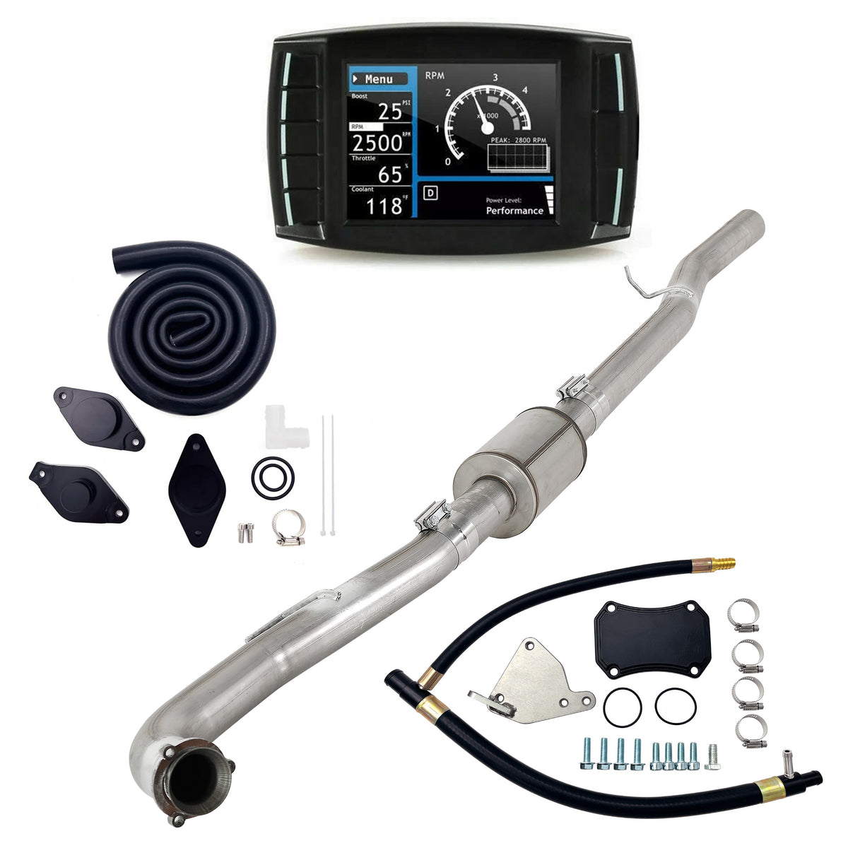 4" DPF/DEF/EGR/CCV Delete 2015.5-2016 6.6L Duramax All-in-One Kit ...